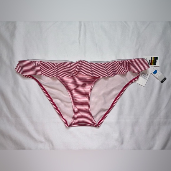 Time and Tru | Swim | Time And Tru Nwt Size L Red White Striped Ruffle ...